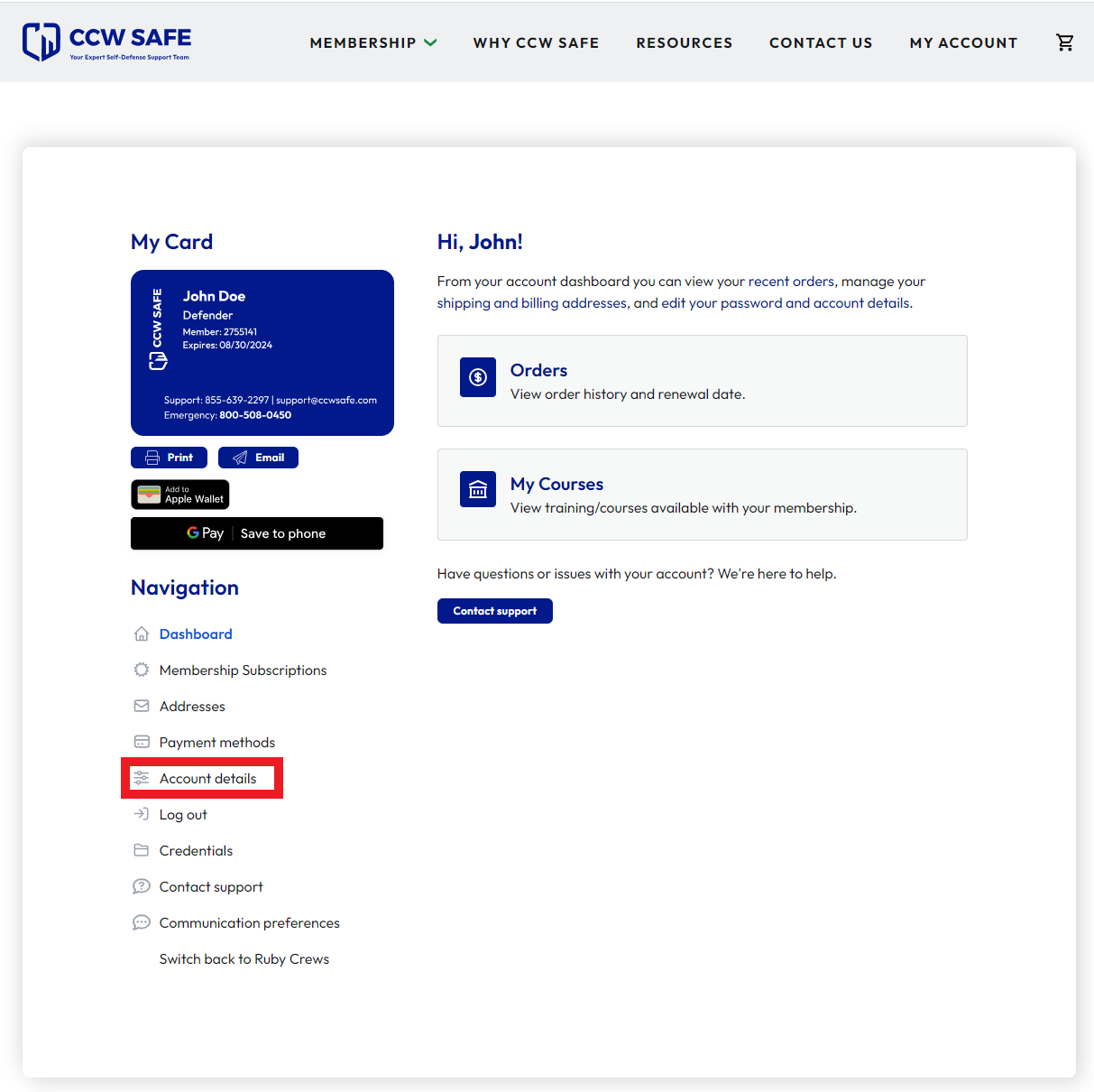 How to update email address – CCWSafe